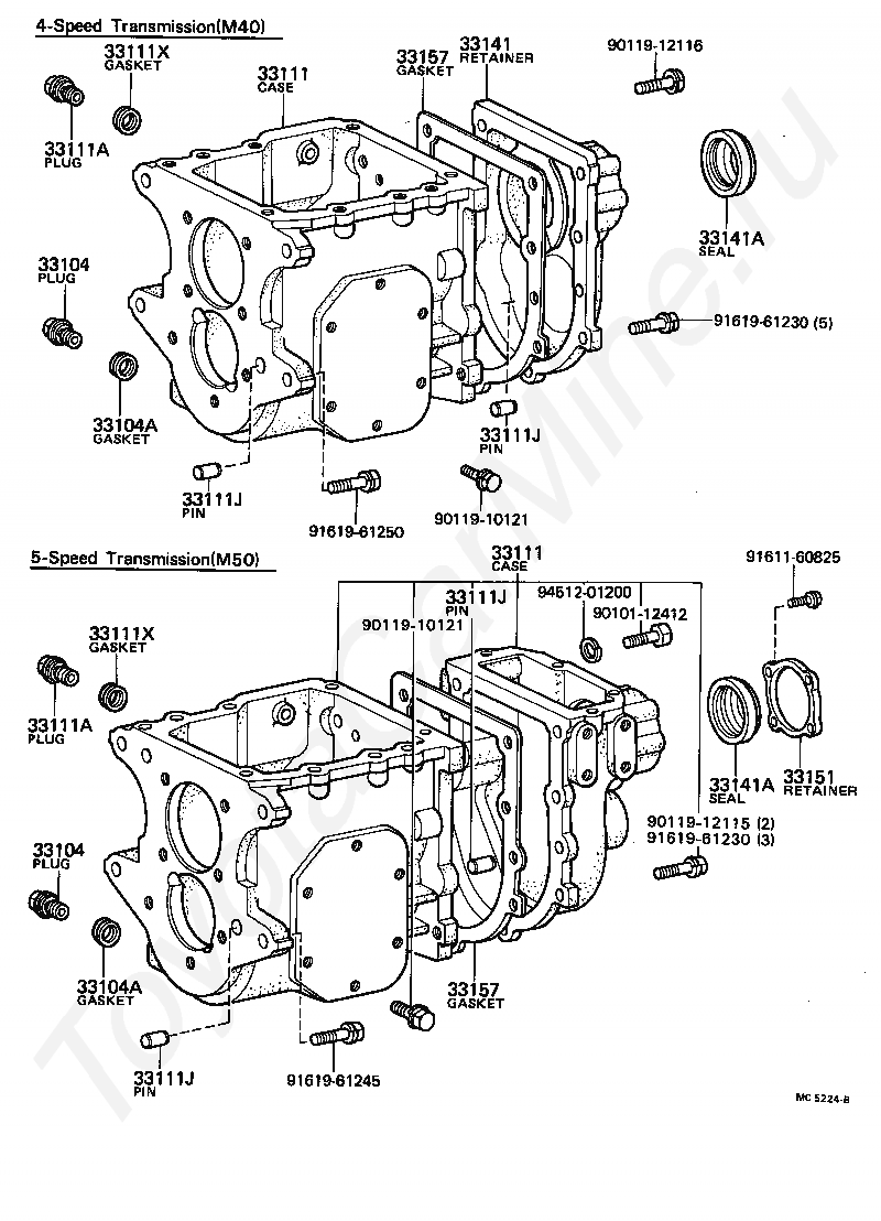 CLUTCH HOUSING & TRANSMISSION CASE (MTM) Тойота для COASTER, 1979/11 ...