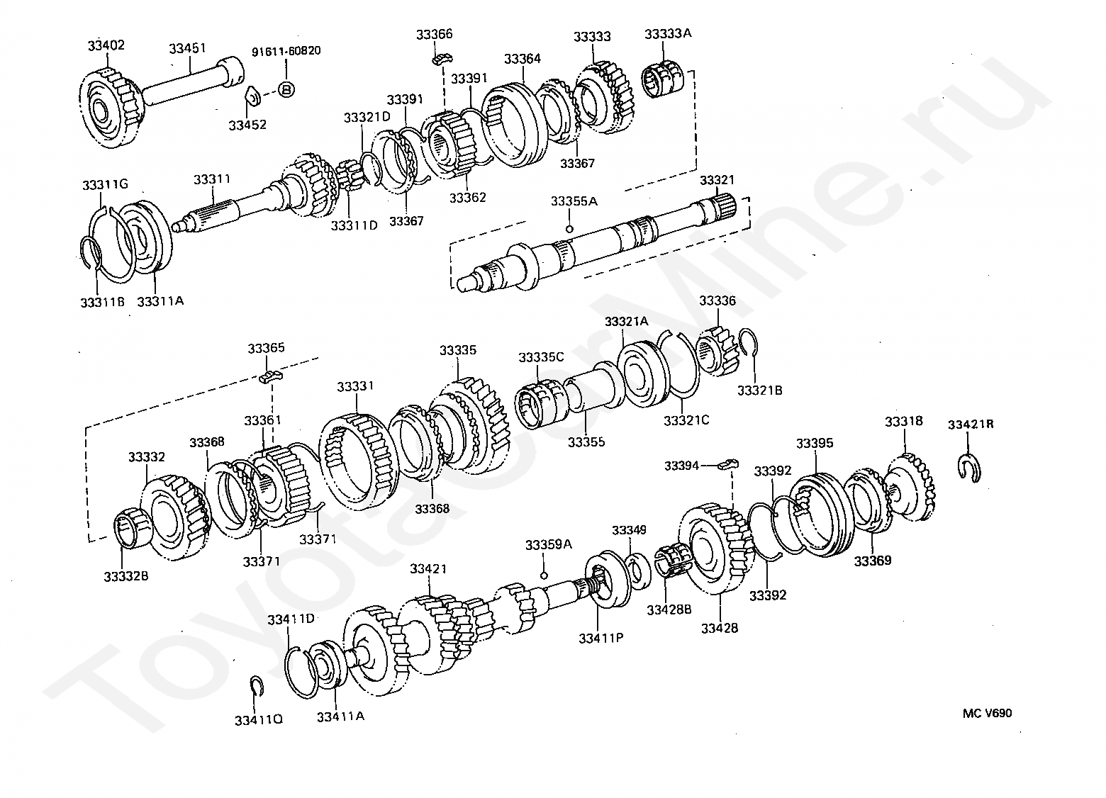 TRANSMISSION GEAR (MTM) Тойота для HIACE/HIACE S.B.V, 1996/08 - 1998/04 ...