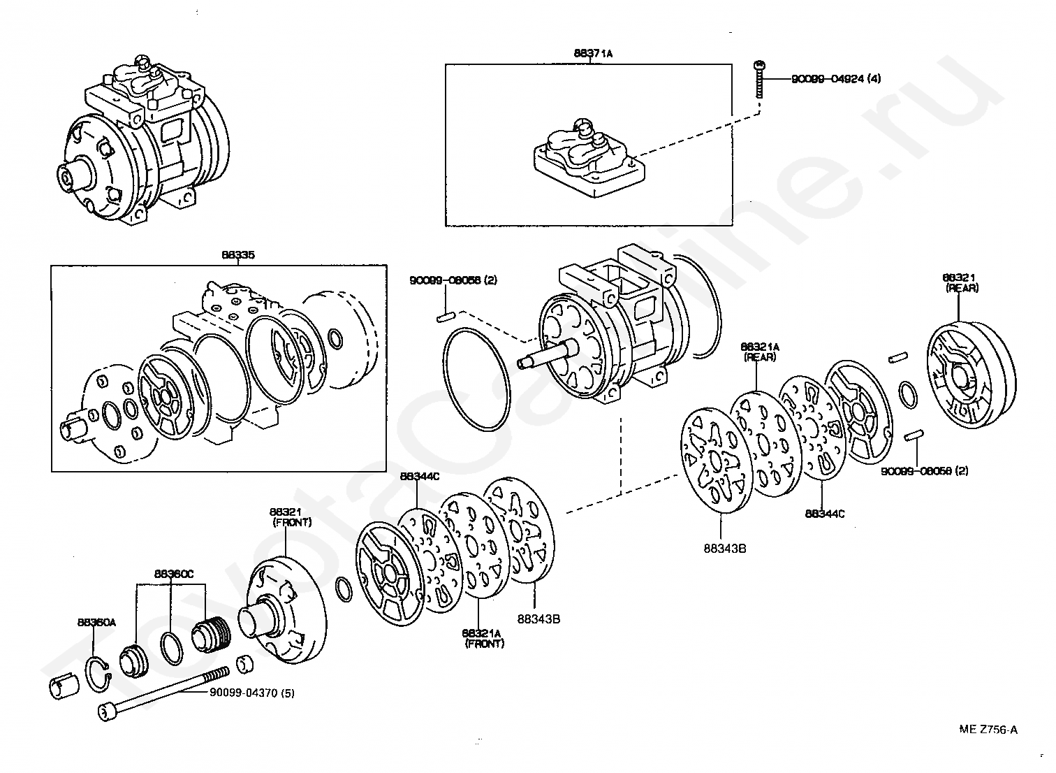 Кондиционер: компрессор Тойота для HIACE/HIACE S.B.V, 1995/08 - 2001/08 ...