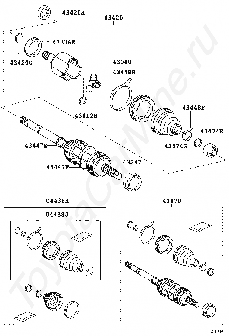 Шрус Тойота для PRIUS(PLUG-IN) LEASE, 2009/12 - 2010/10, 1,8 литра, 16 ...