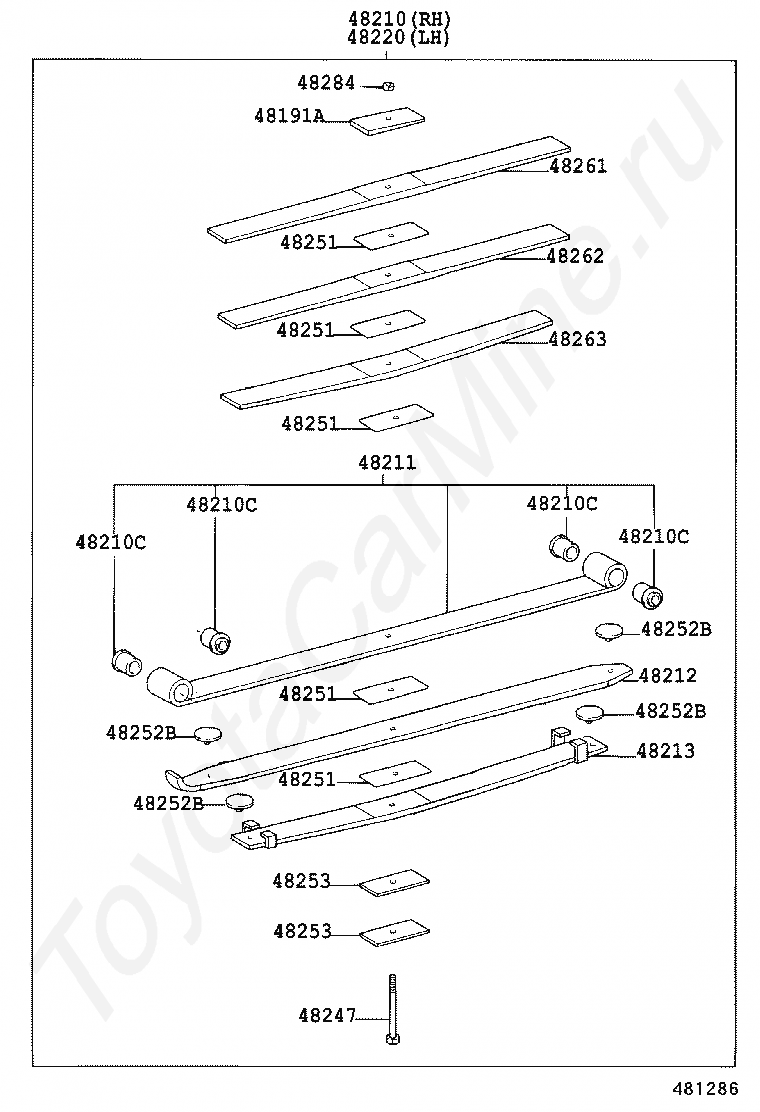 Задние амортизаторы Тойота для DYNA/TOYOACE, 1999/05 - 2004/06, 4,6 ...