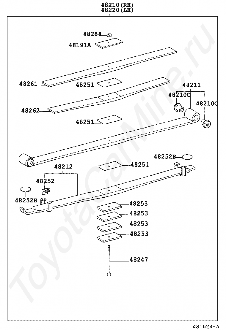 Задние амортизаторы Тойота для DYNA/TOYOACE, 1999/05 - 2004/06, 4,6 ...