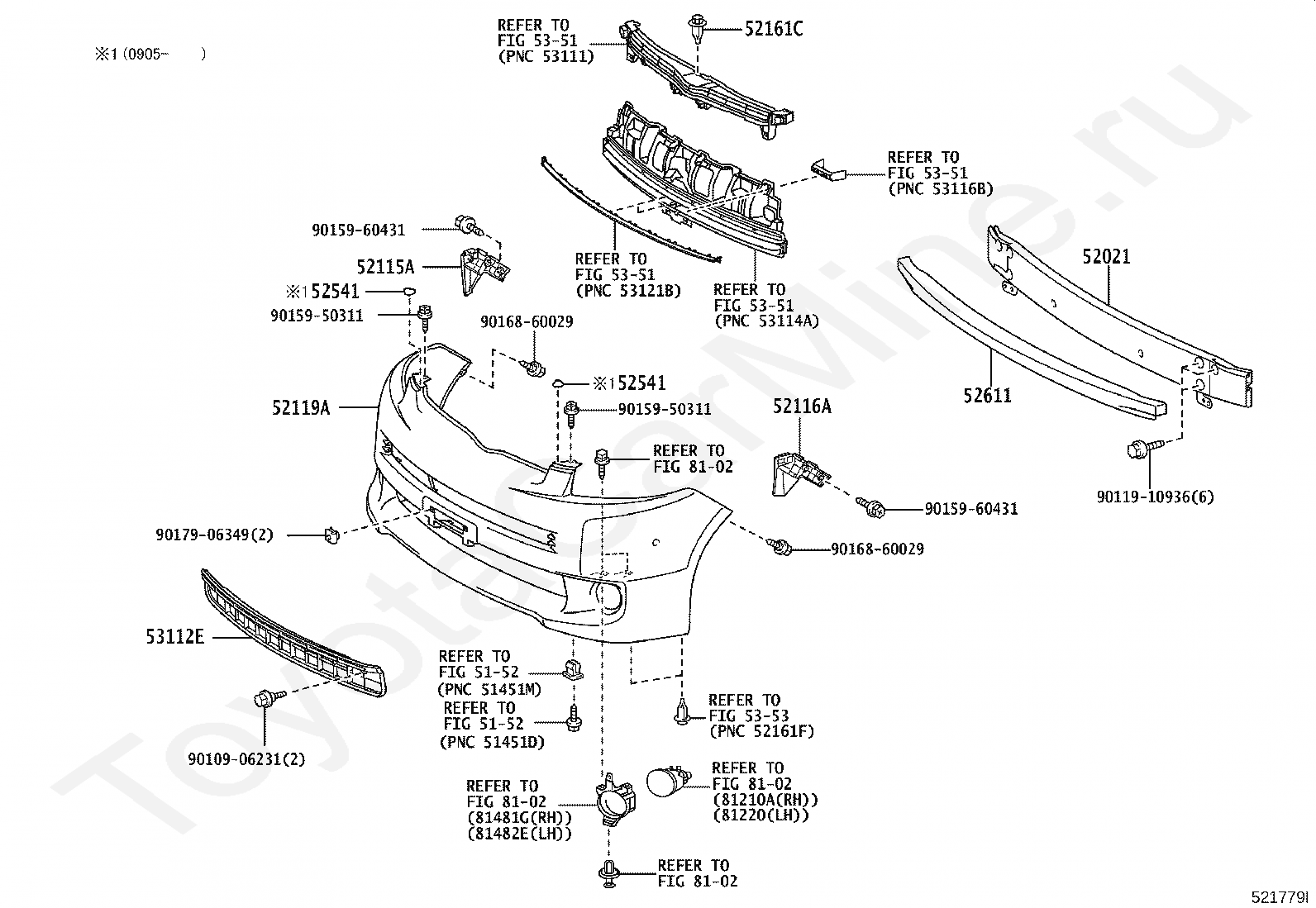 Передний бампер Тойота для NOAH/VOXY, 2010/04 - 2022, 2 литра, 16 ...