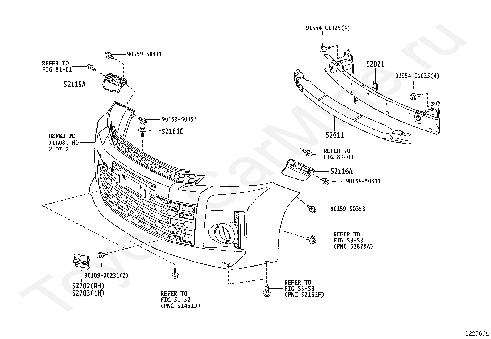 Передний бампер Тойота для ALPHARD/VELLFIRE/HV, 2008/04 - 2011/10, 2,4 ...