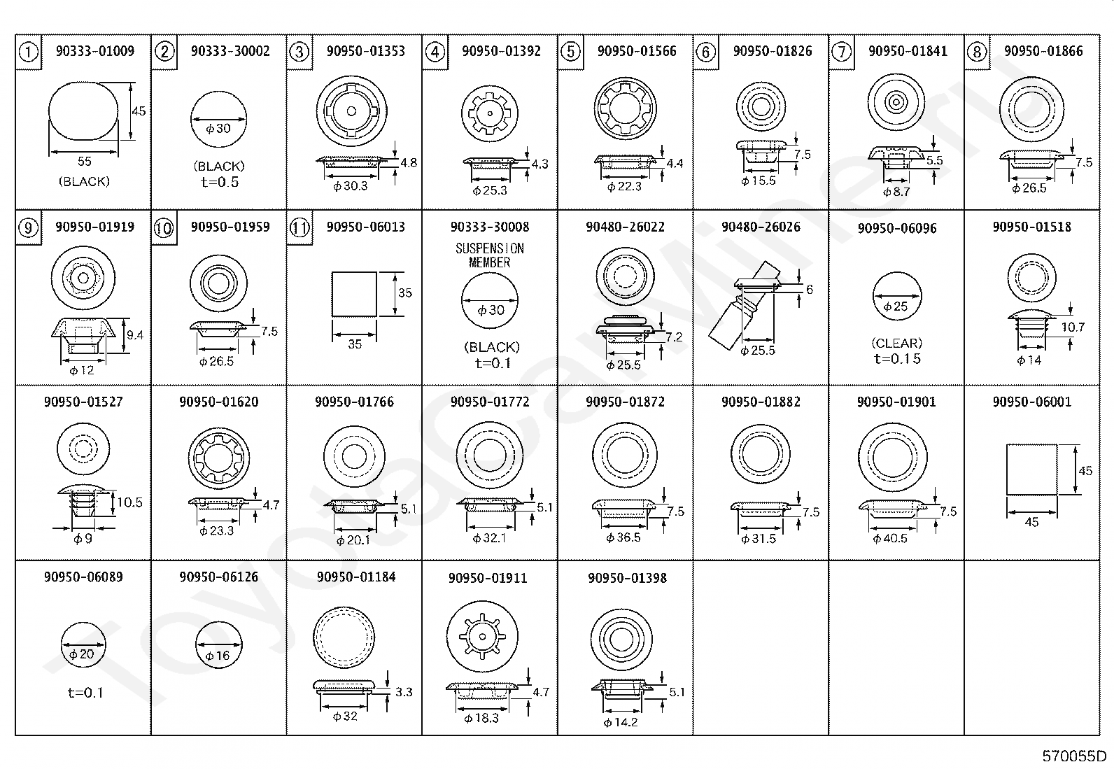 HOLE PLUG Тойота для ALPHARD HV, 2003/07 - 2008/04, 2,4 литра, 16 ...