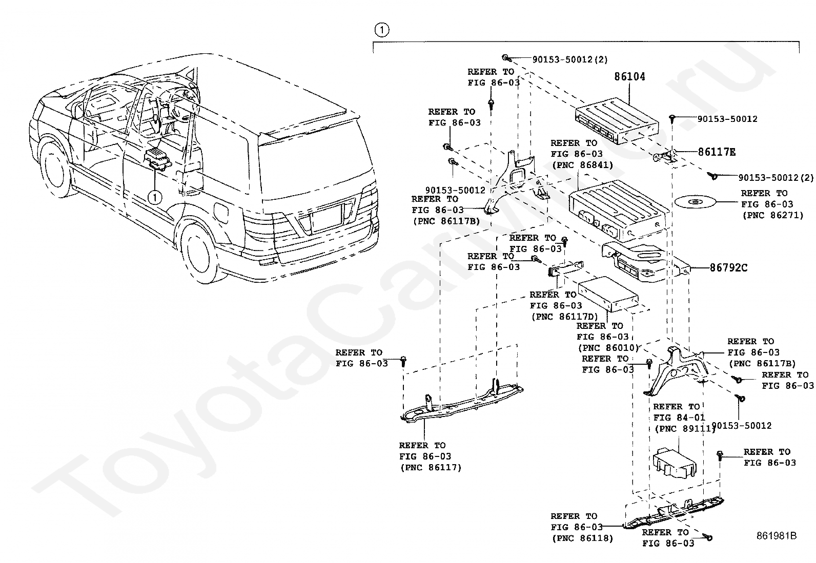 Камера и задний монитор Тойота для ALPHARD HV, 2003/07 - 2008/04, 2,4 ...