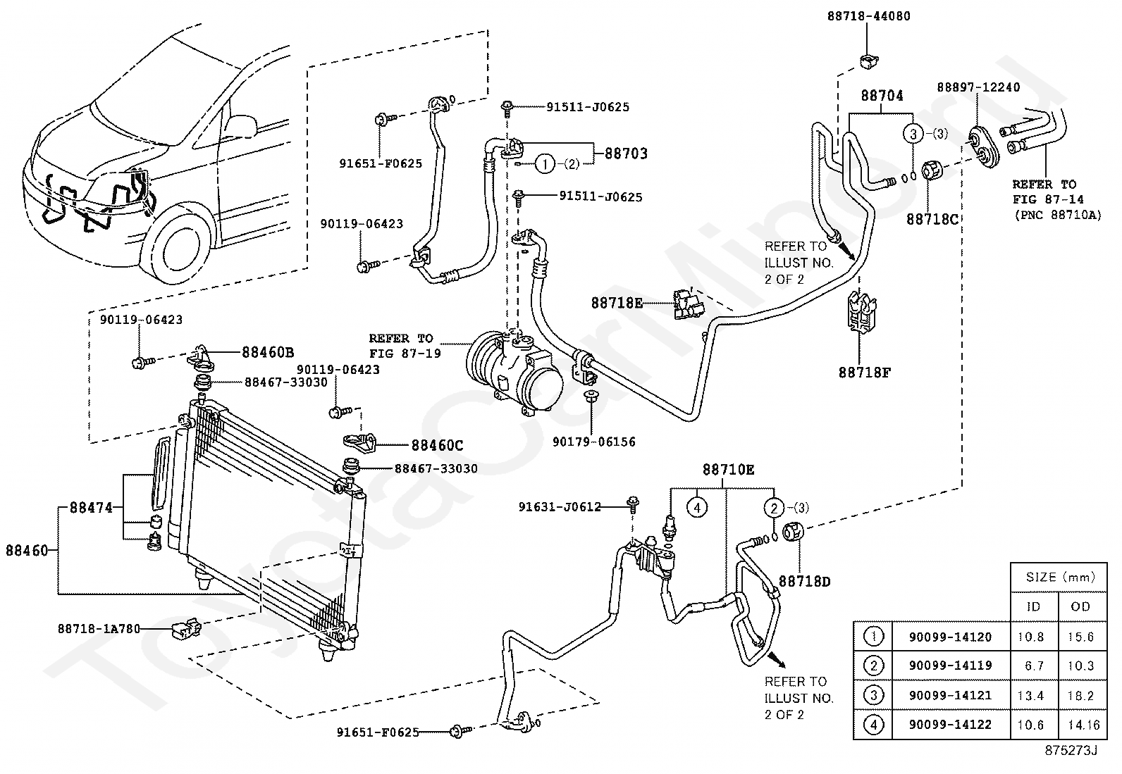 Кондиционер: охлаждающие трубки Тойота для NOAH/VOXY, 2001/11 - 2004/08 ...