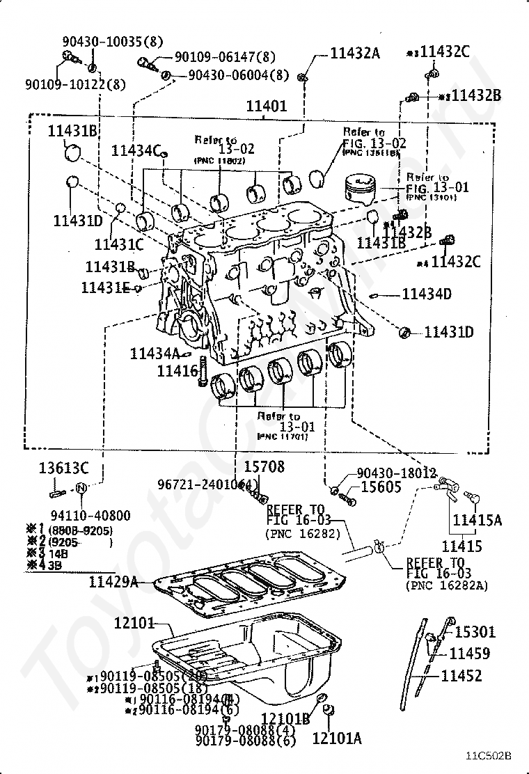 Блок цилиндров Тойота для COASTER, 1983/02 - 1993/01, 3,4 литра, дизель ...
