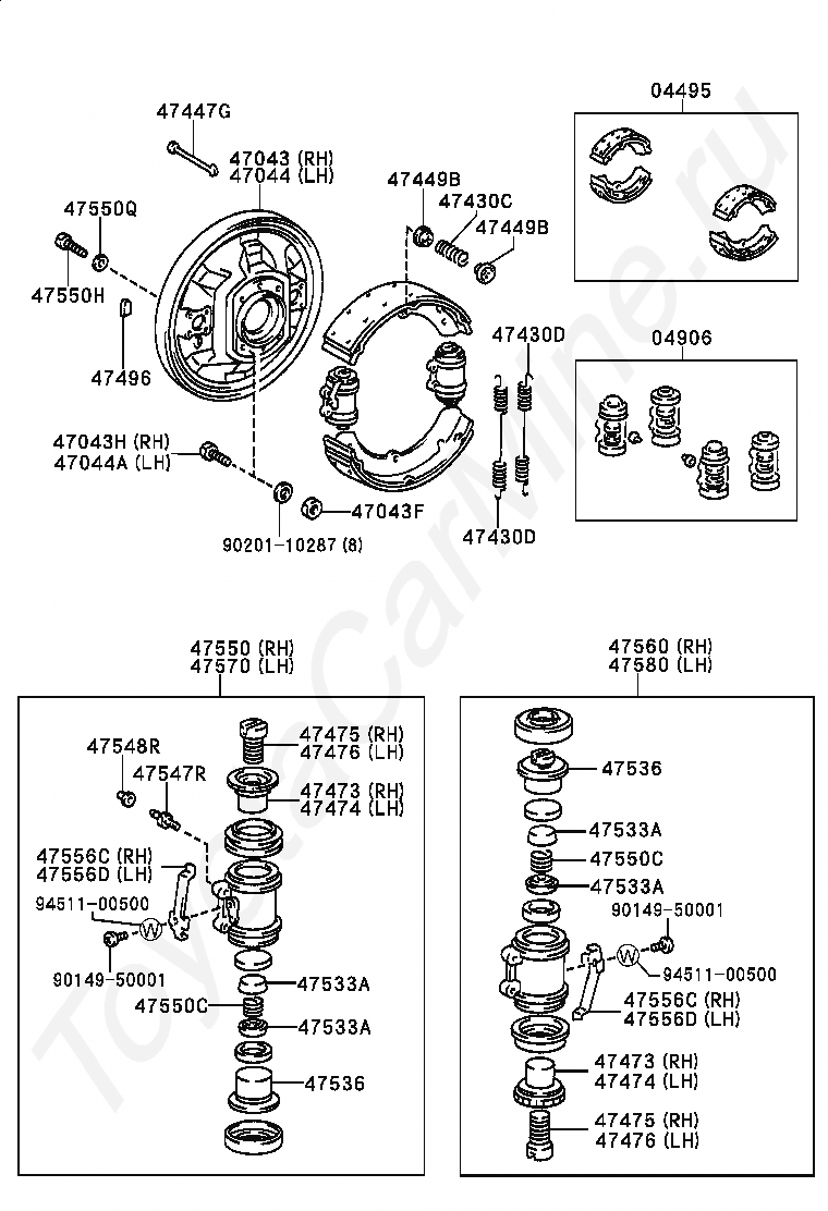 REAR DRUM BRAKE WHEEL CYLINDER & BACKING PLATE Тойота для DYNA 150 ...