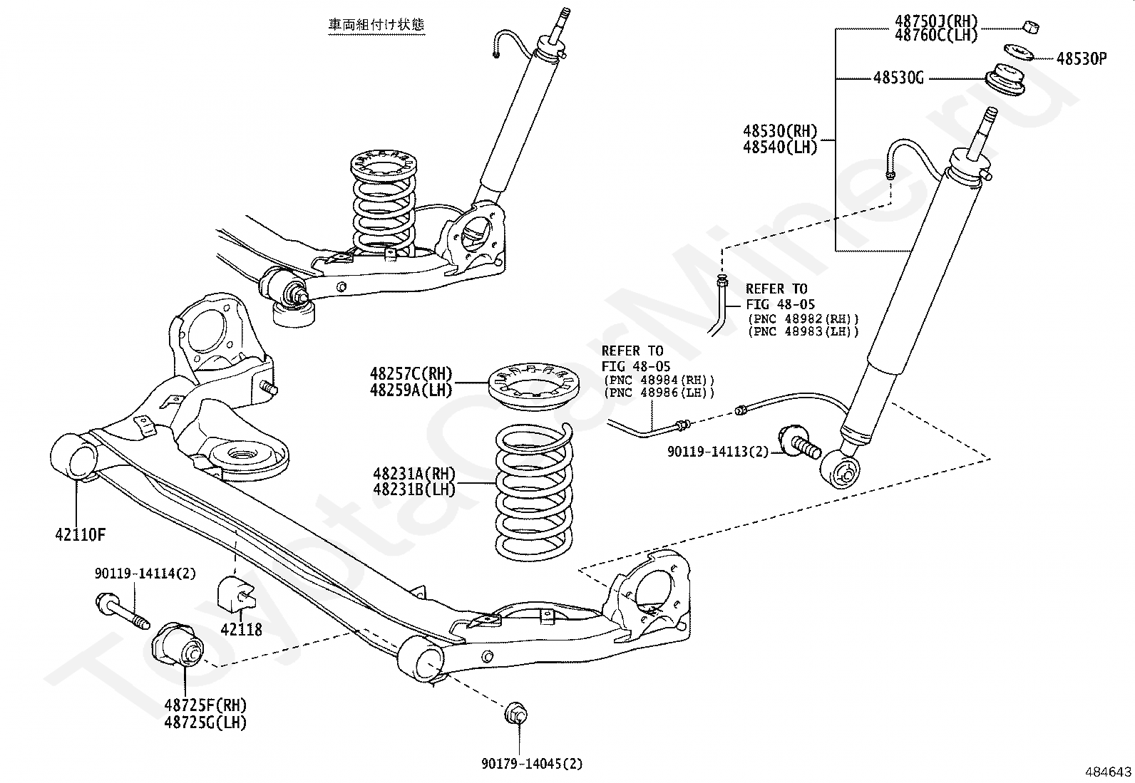Задние амортизаторы Тойота для NOAH/VOXY, 2004/08 - 2007/06, 2 литра ...