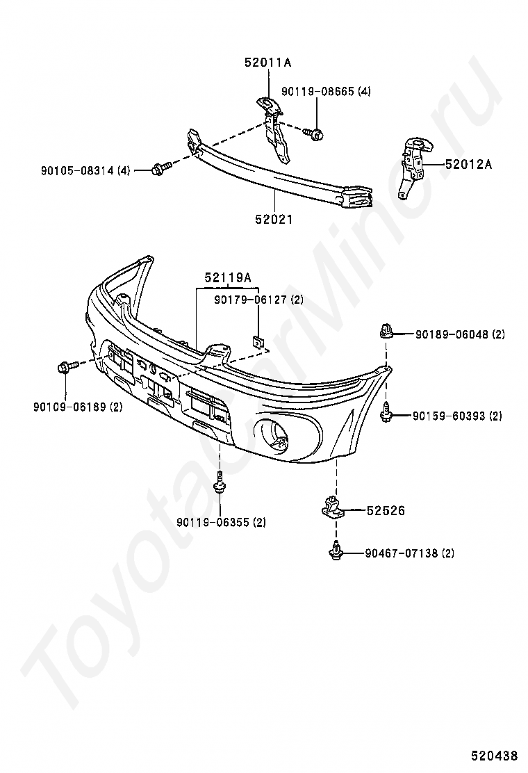Передний бампер Тойота для STARLET, 1998/10 - 1999/07, 1,3 литра, 16 ...