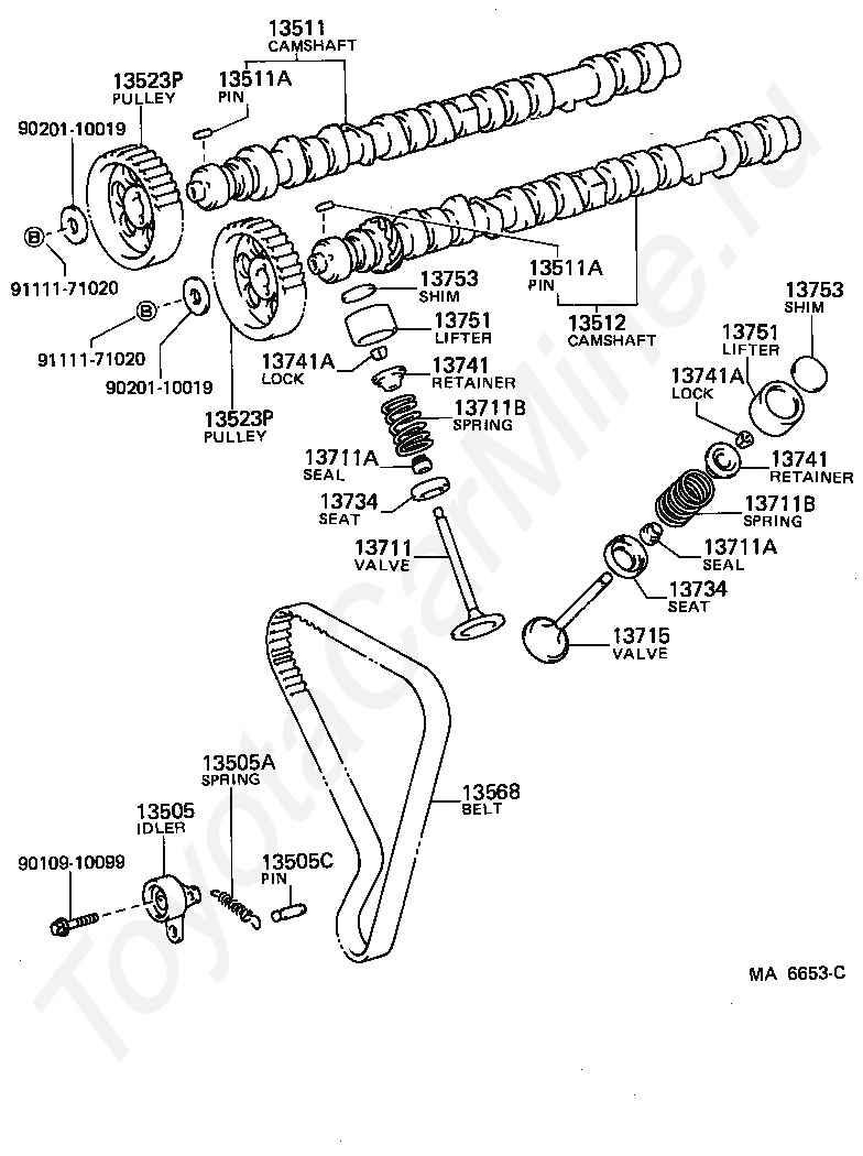 Распредвал, клапаны, ремень Тойота для SPRINTER TRUENO, 1985/05 - 1987/ ...