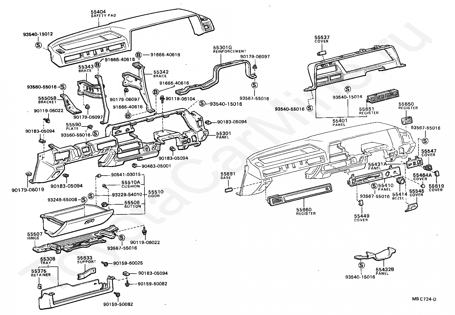 Торпеда с бардачком Тойота для SPRINTER, 1979/10 - 1983/04, 1,5 литра ...
