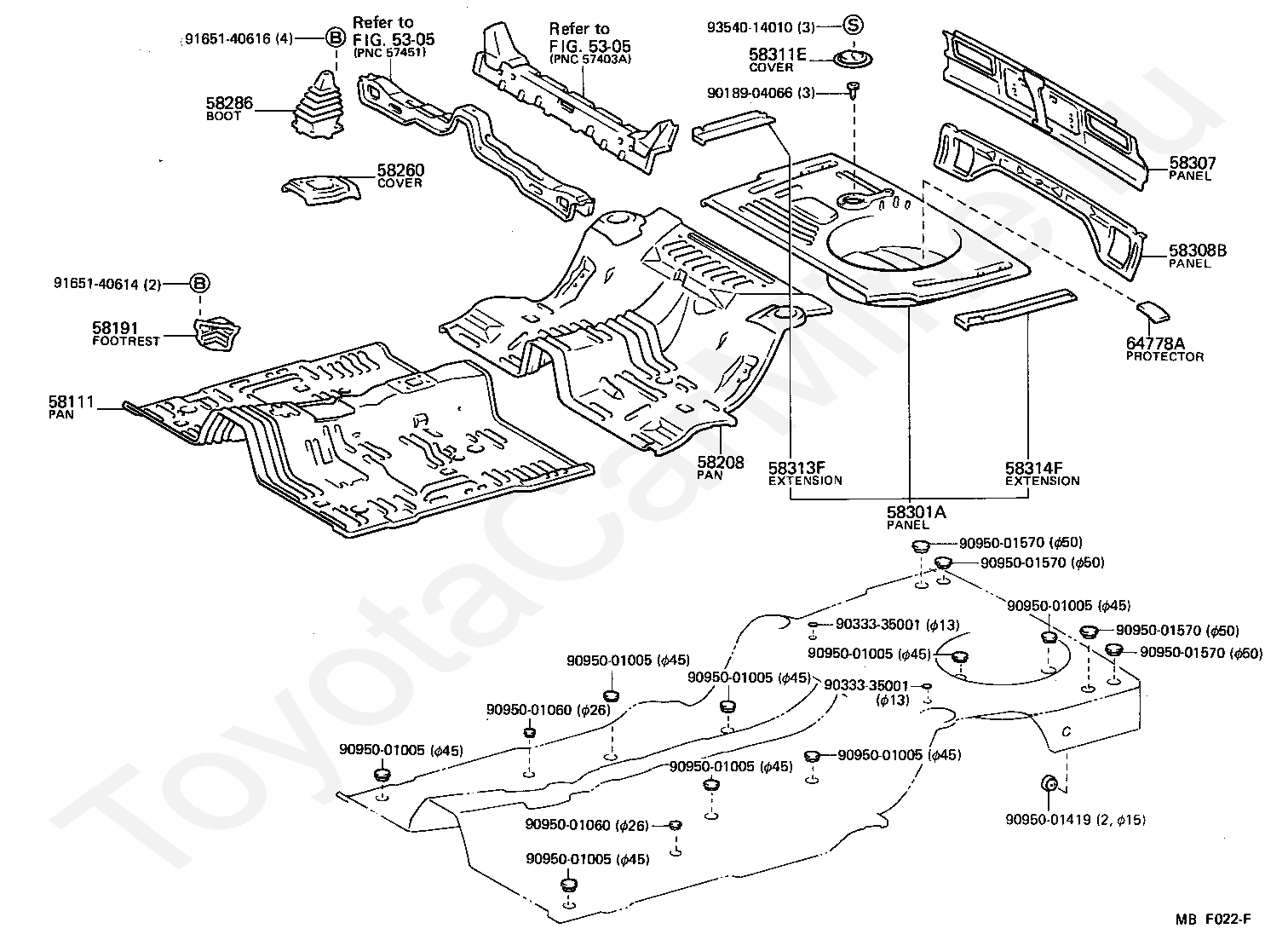 FLOOR PAN & LOWER BACK PANEL Тойота для SPRINTER TRUENO, 1983/05 - 1987 ...