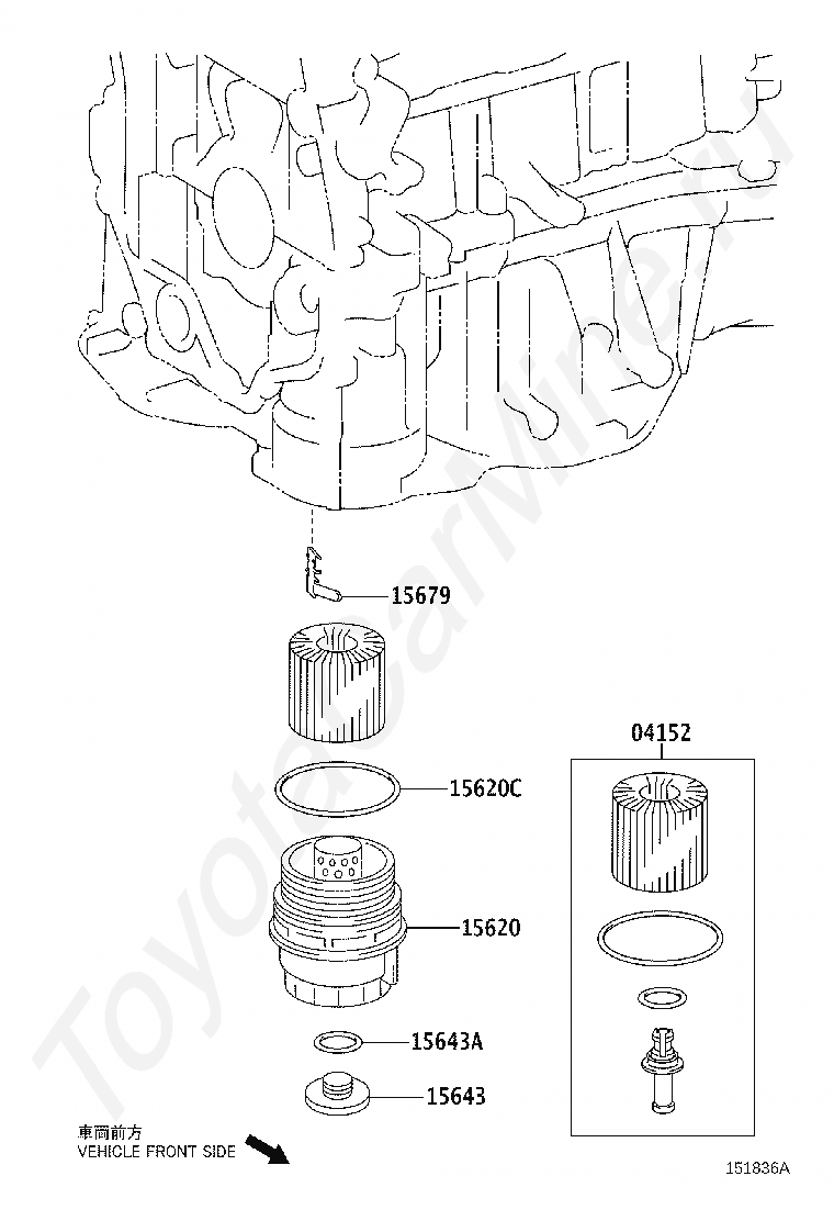 Масляный фильтр Тойота для CAMRY, 2011/09 - 2014/09, 2,5 литра, 16 ...
