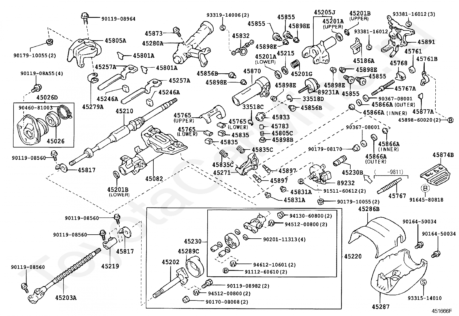 Рулевая колонка Тойота для LAND CRUISER 100, 1998/01 - 2002/08, 4,7 ...