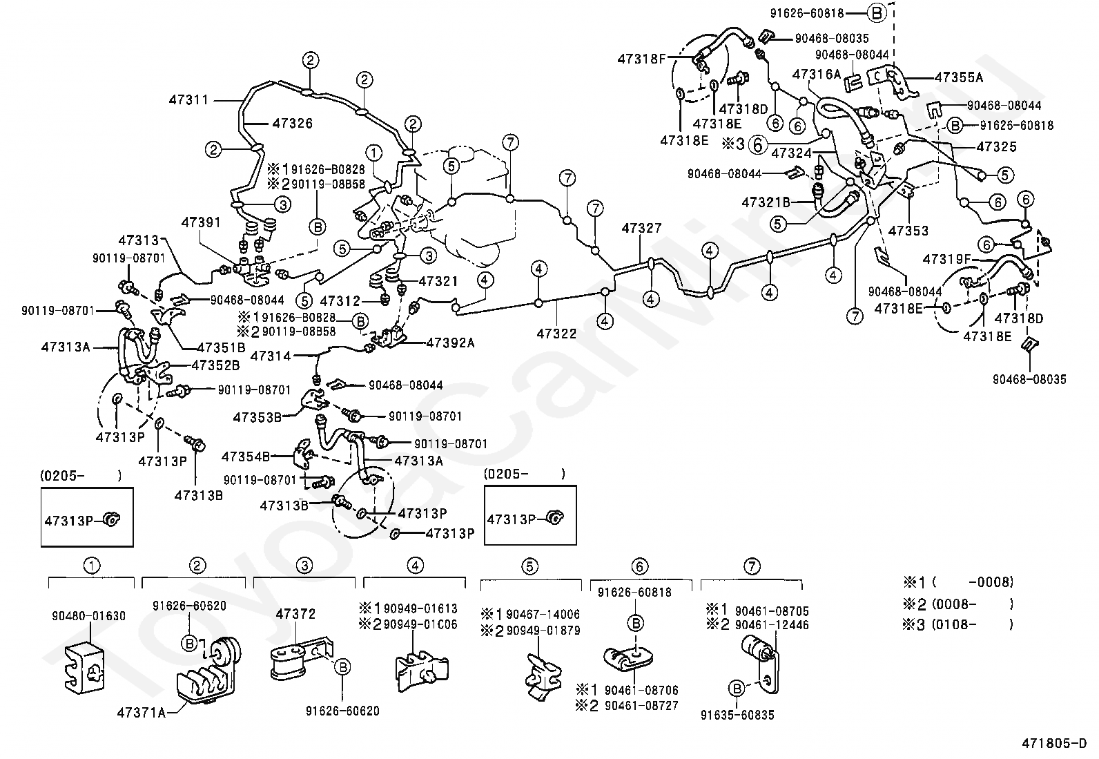 Тормозная магистраль Тойота для LAND CRUISER 100, 1998/01 - 2002/08, 4 ...