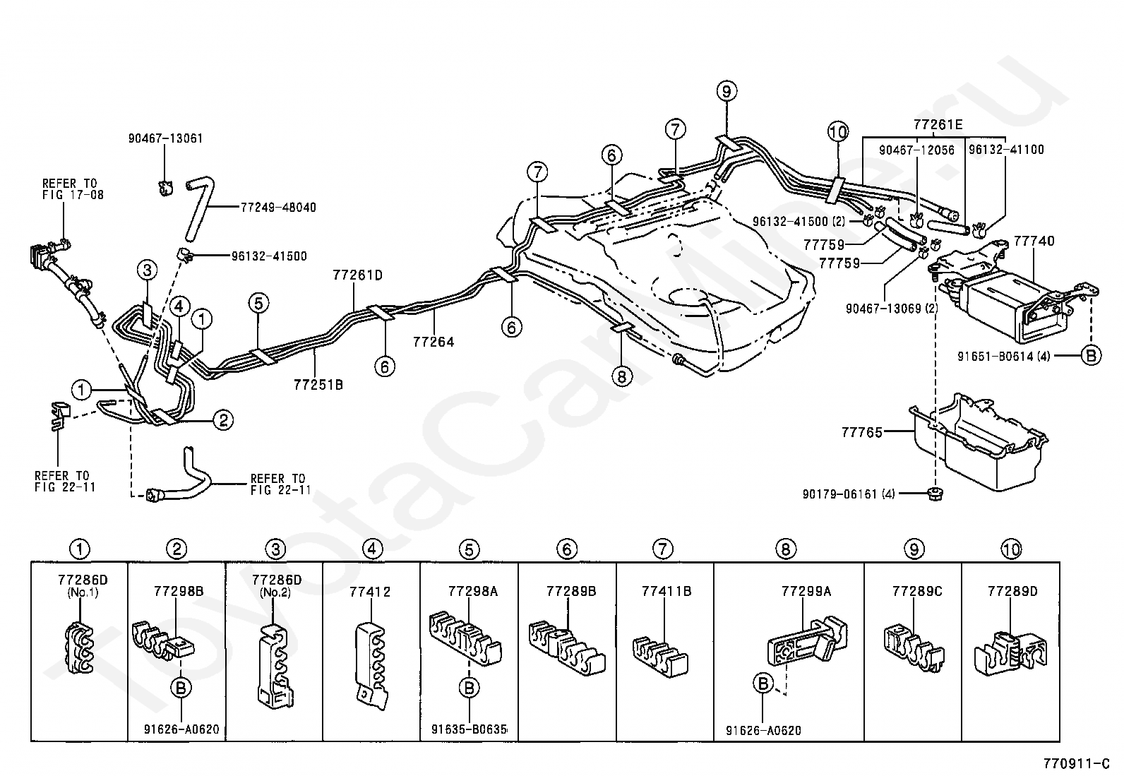 Топливный бак и горловина Тойота для HIGHLANDER, 2000/11 - 2003/08, 3 ...
