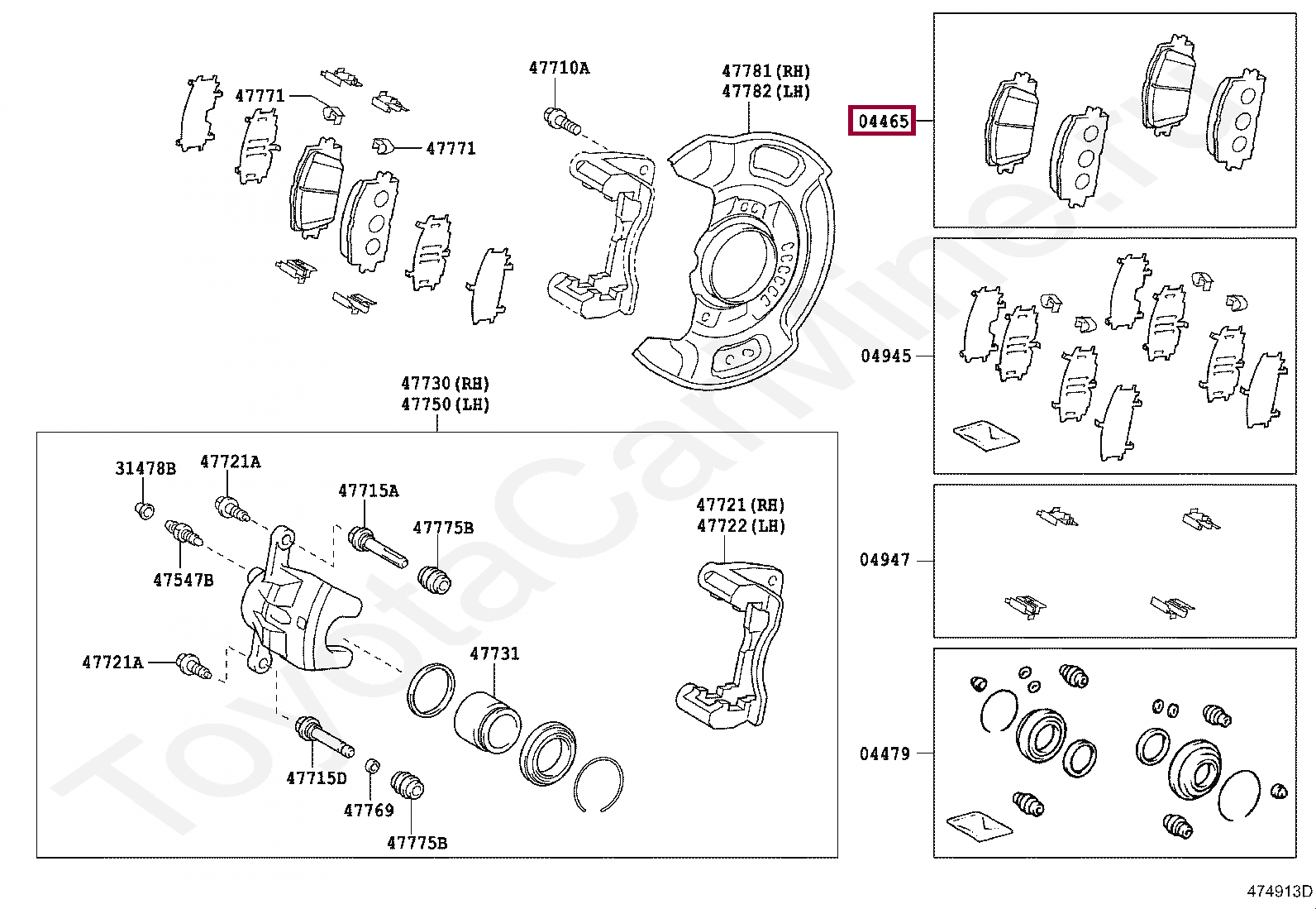 Запчасти Тойота: PAD KIT, DISC BRAKE, FRONT (0446552200)