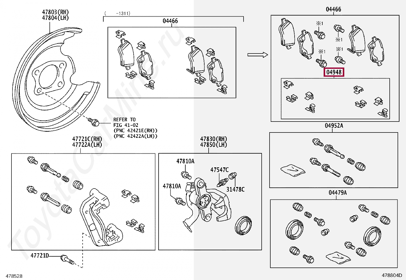 Запчасти Тойота: FITTING KIT, DISC BRAKE, REAR (0494802130)