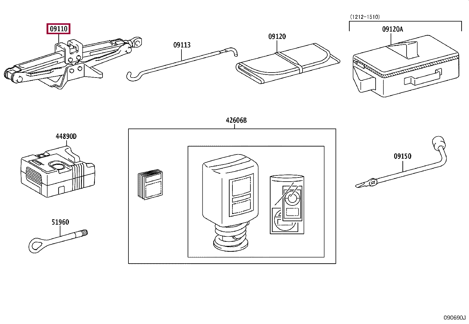 Запчасти Тойота: JACK ASSY (091110W092)
