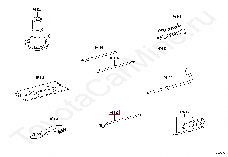 Запчасти Тойота: ROD SUB-ASSY, JACK HANDLE (091150K230)
