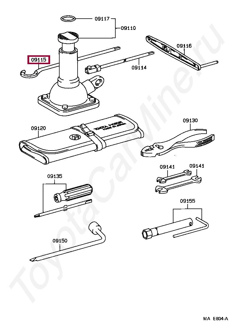 Запчасти Тойота: ROD SUB-ASSY, JACK HANDLE (0911528030)