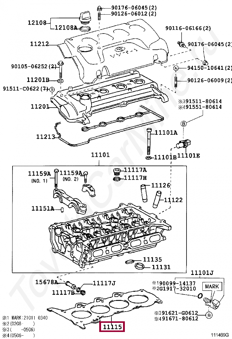 Запчасти Тойота: GASKET, CYLINDER HEAD (1111521050)