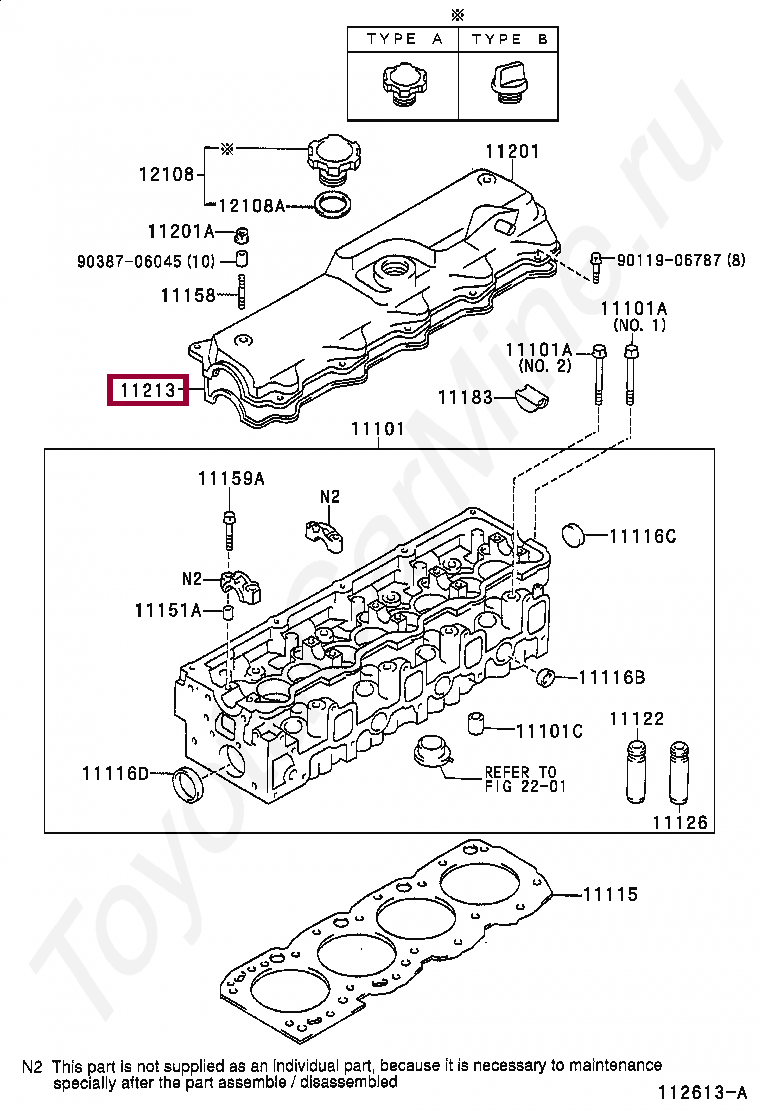 Запчасти Тойота: GASKET, CYLINDER HEAD COVER (1121354050)