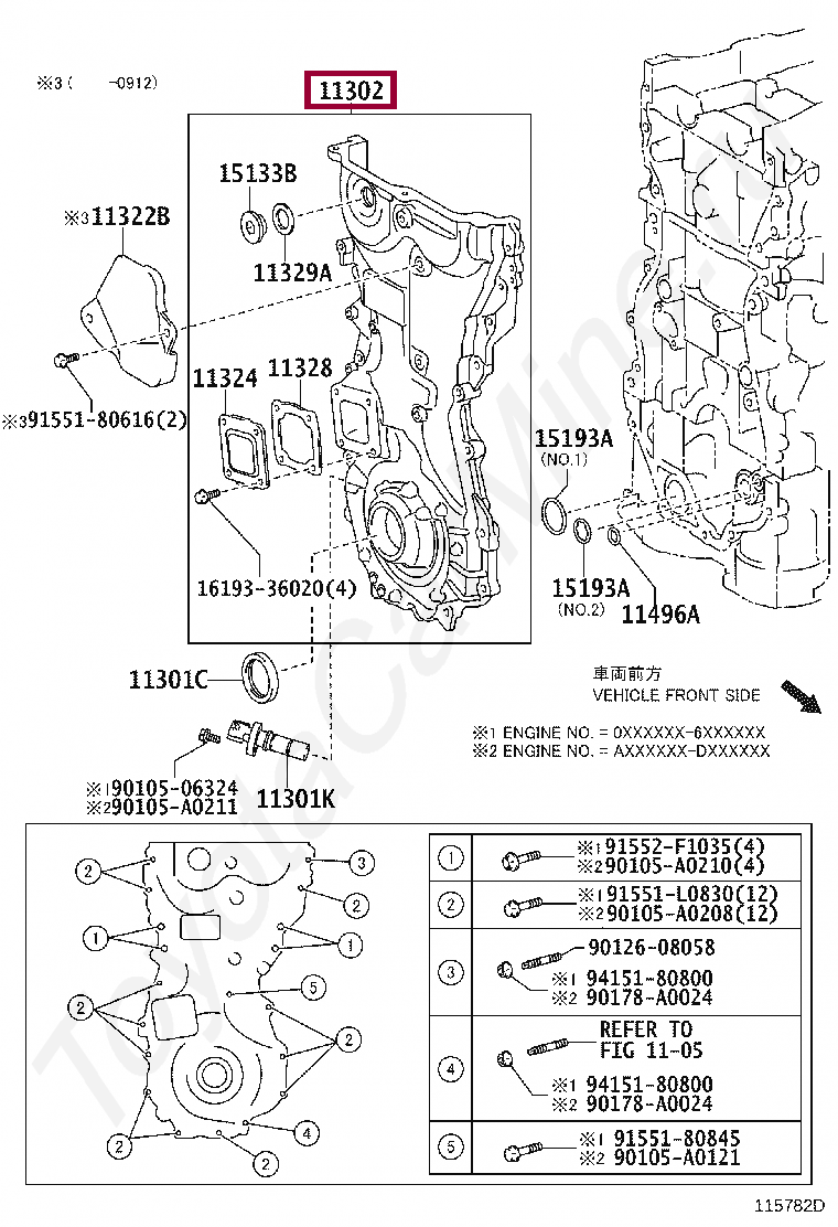 Запчасти Тойота: COVER SUB-ASSY, TIMING CHAIN OR BELT (1131036030)