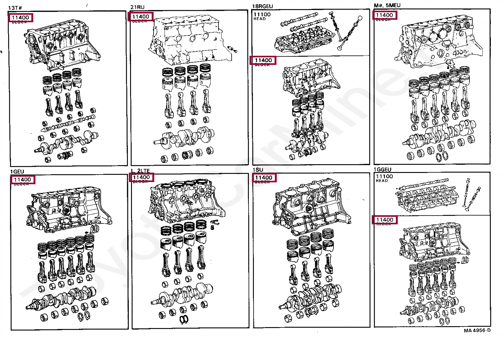 Запчасти Тойота: BLOCK ASSY, SHORT (1140042023)