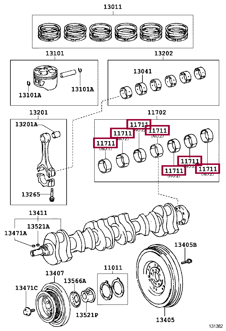 Запчасти Тойота: BEARING, CRANKSHAFT (117014601001)