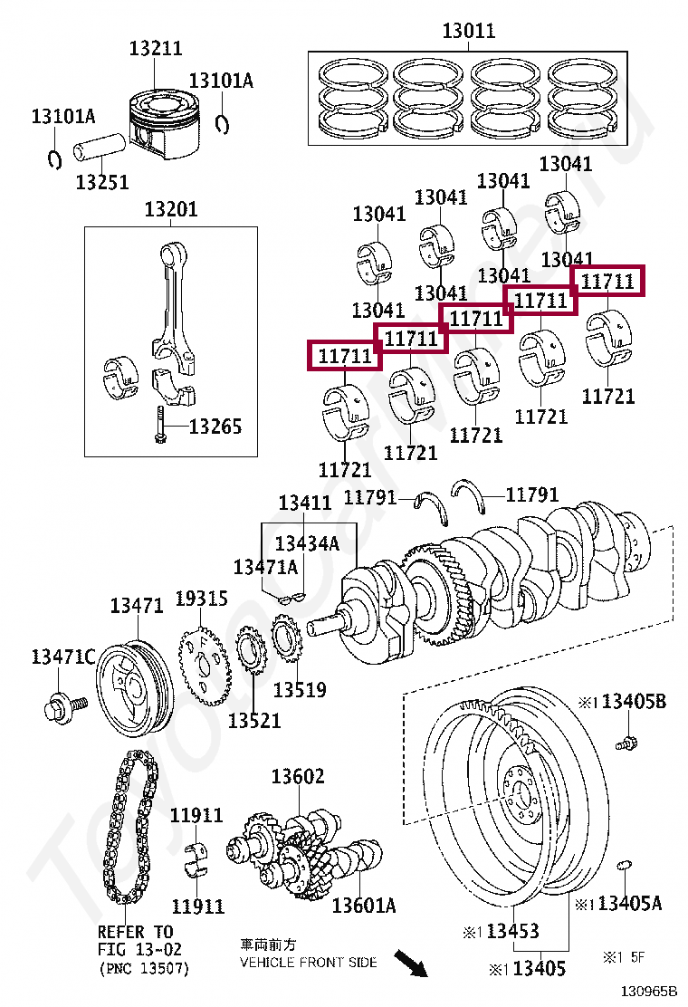 Запчасти Тойота: BEARING, CRANKSHAFT (117112802101)