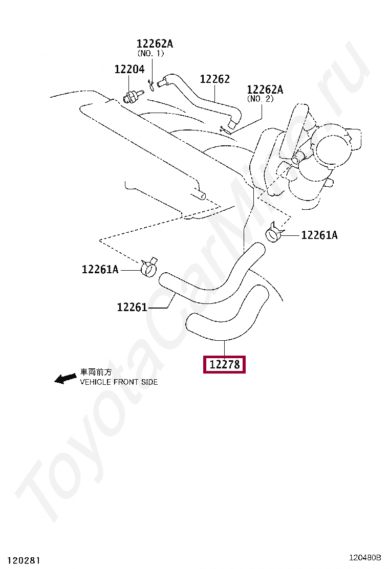 Запчасти Тойота: INSULATOR, VENTILATION HOSE HEAT (1227828010)