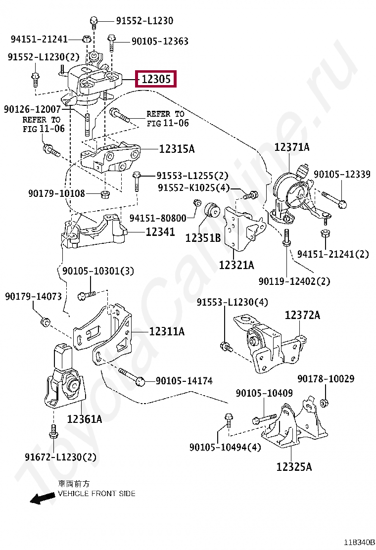 Запчасти Тойота: INSULATOR SUB-ASSY, ENGINE MOUNTING, RH (1230528250)