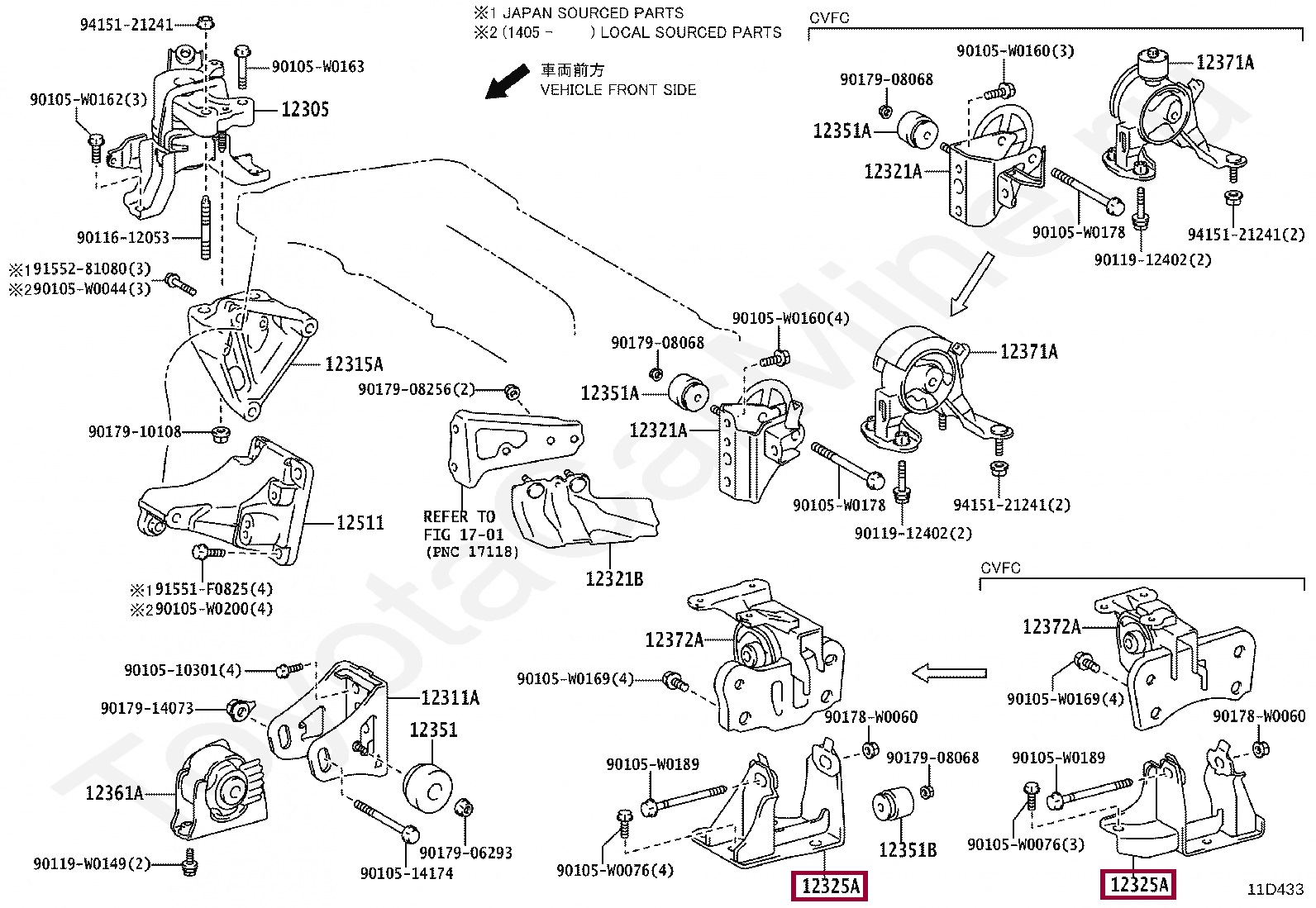 Запчасти Тойота: BRACKET, ENGINE MOUNTING, LH(FOR TRANSVERSE ENGINE ...