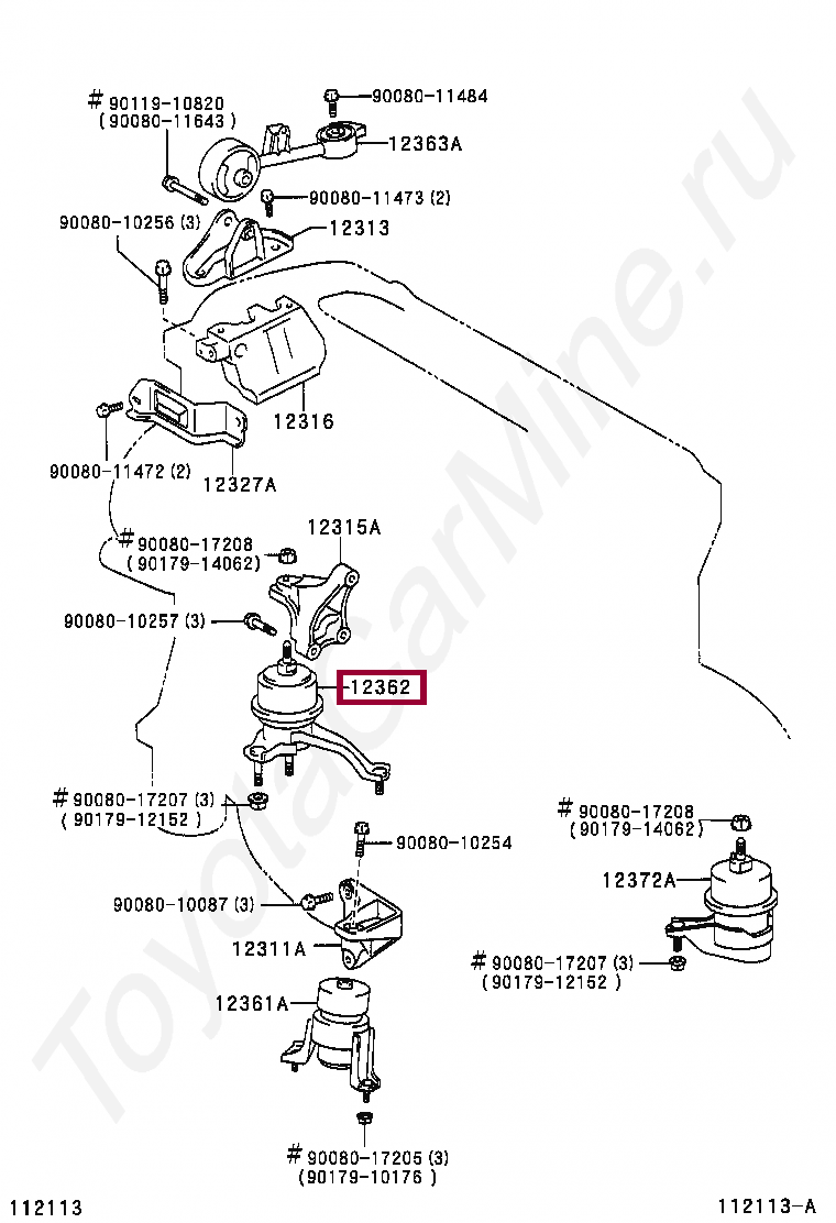 Запчасти Тойота: INSULATOR, ENGINE MOUNTING, RH(FOR TRANSVERSE ENGINE ...