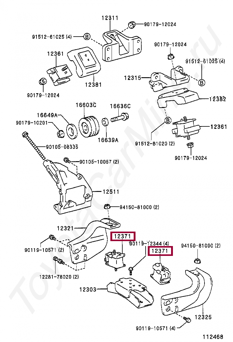 Запчасти Тойота: INSULATOR, ENGINE MOUNTING, REAR NO.1 (1237178010)