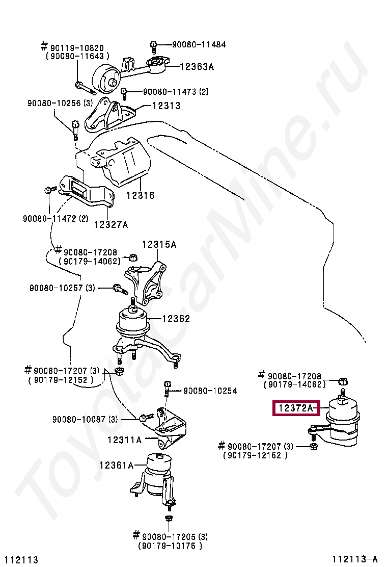 Запчасти Тойота: INSULATOR, ENGINE MOUNTING, LH(FOR TRANSVERSE ENGINE ...