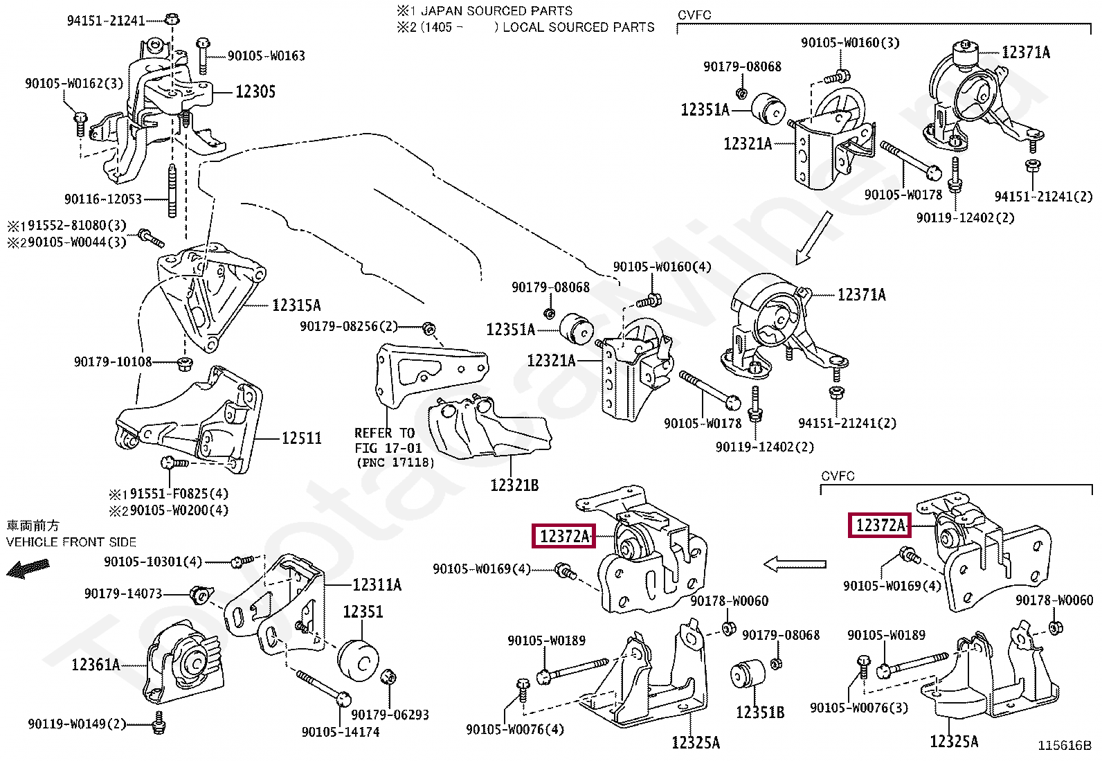 Запчасти Тойота: INSULATOR, ENGINE MOUNTING, LH(FOR TRANSVERSE ENGINE ...