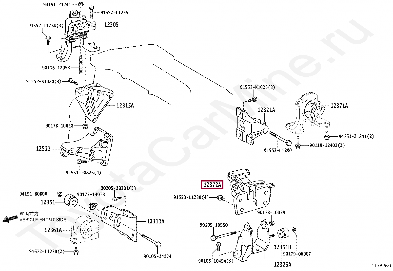 Запчасти Тойота: INSULATOR, ENGINE MOUNTING, LH(FOR TRANSVERSE ENGINE ...