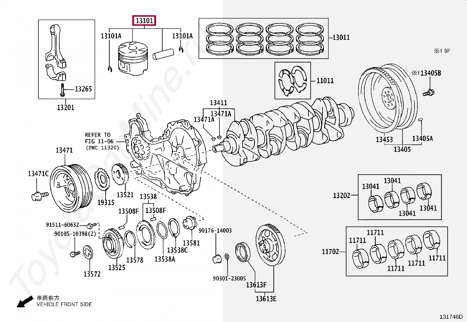 Запчасти Тойота: PISTON SUB-ASSY, W/PIN (131013018001)