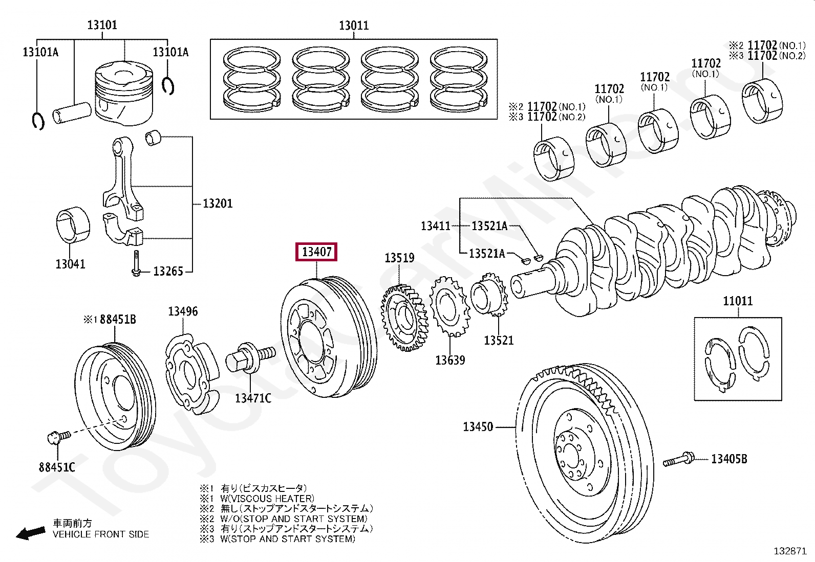 Запчасти Тойота: DAMPER SUB-ASSY, CRANKSHAFT (1340711040)