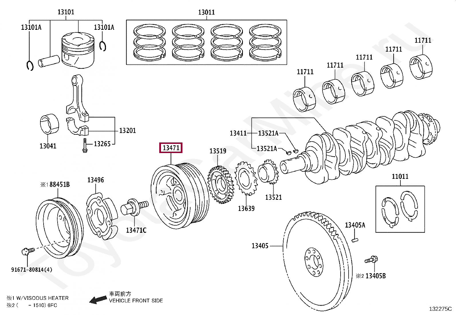 Запчасти Тойота: PULLEY, CRANKSHAFT (1340811060)