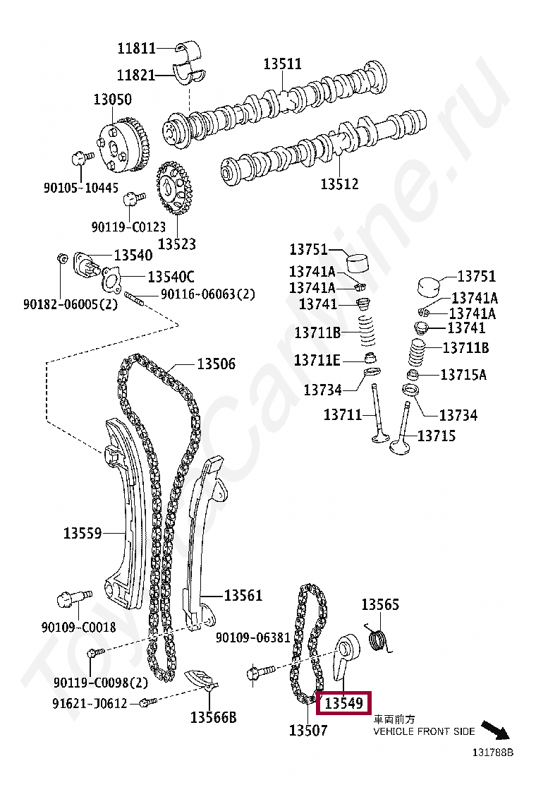 Запчасти Тойота: Натяжитель цепи масл. насоса (1354928011)