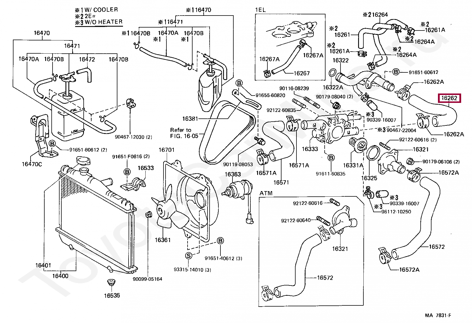 Запчасти Тойота: HOSE, WATER INLET (1626211020)