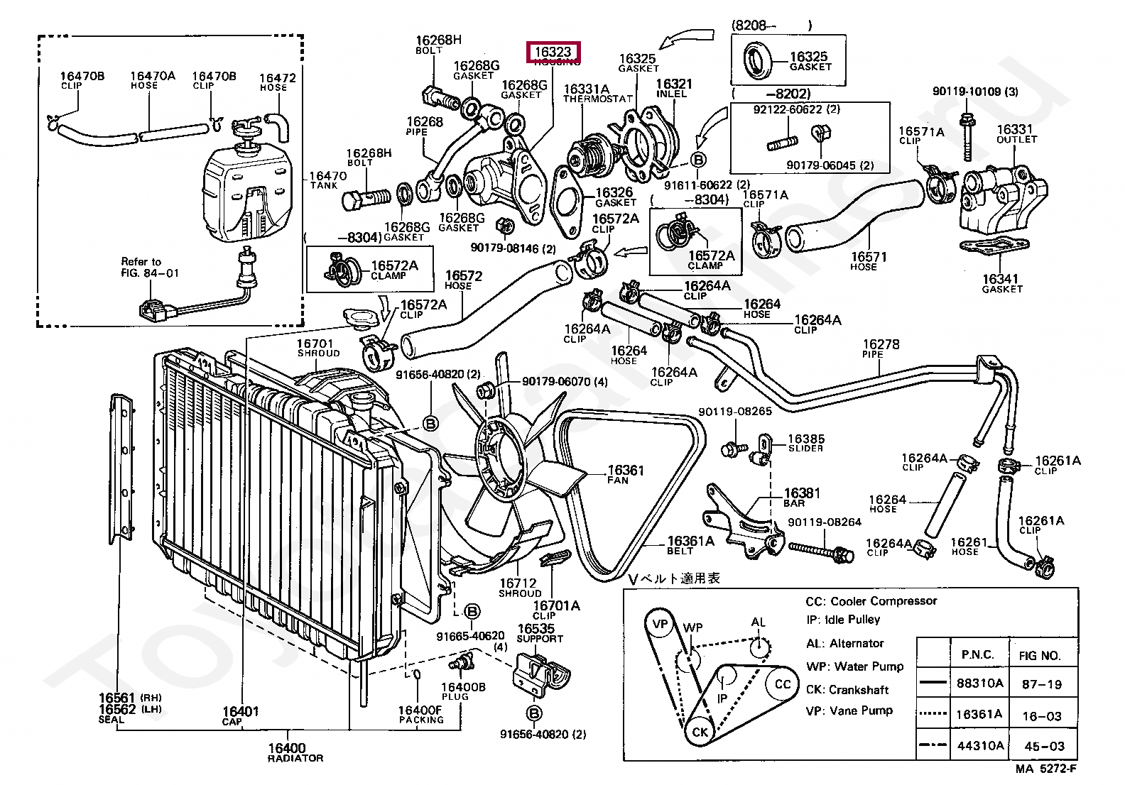 Запчасти Тойота: HOUSING, WATER INLET (1632563011)