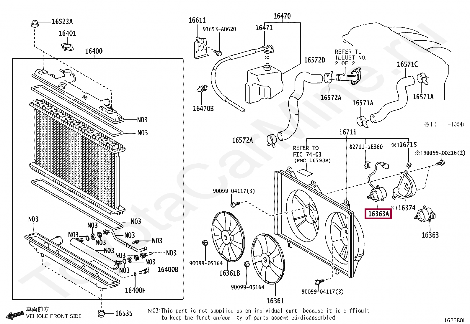 Запчасти Тойота: MOTOR, COOLING FAN, NO.2 (163630H090)