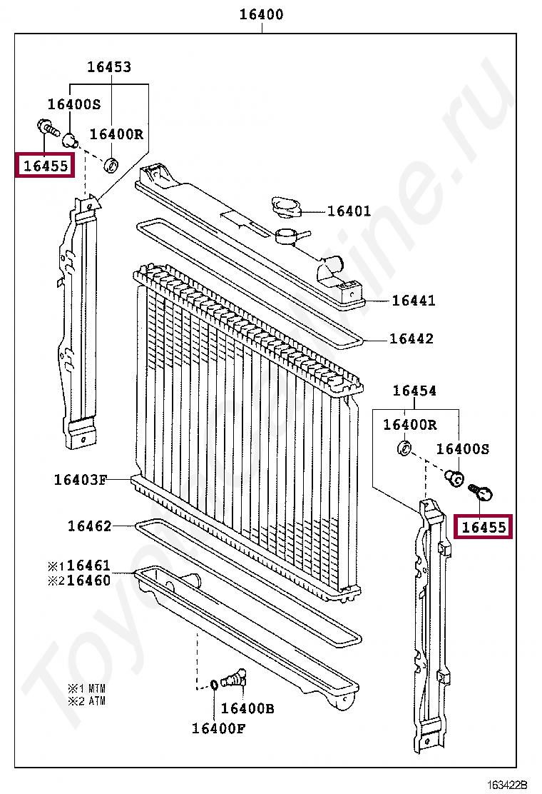 Запчасти Тойота: BOLT, RADIATOR SIDE SUPPORT PLATE (1645567130)