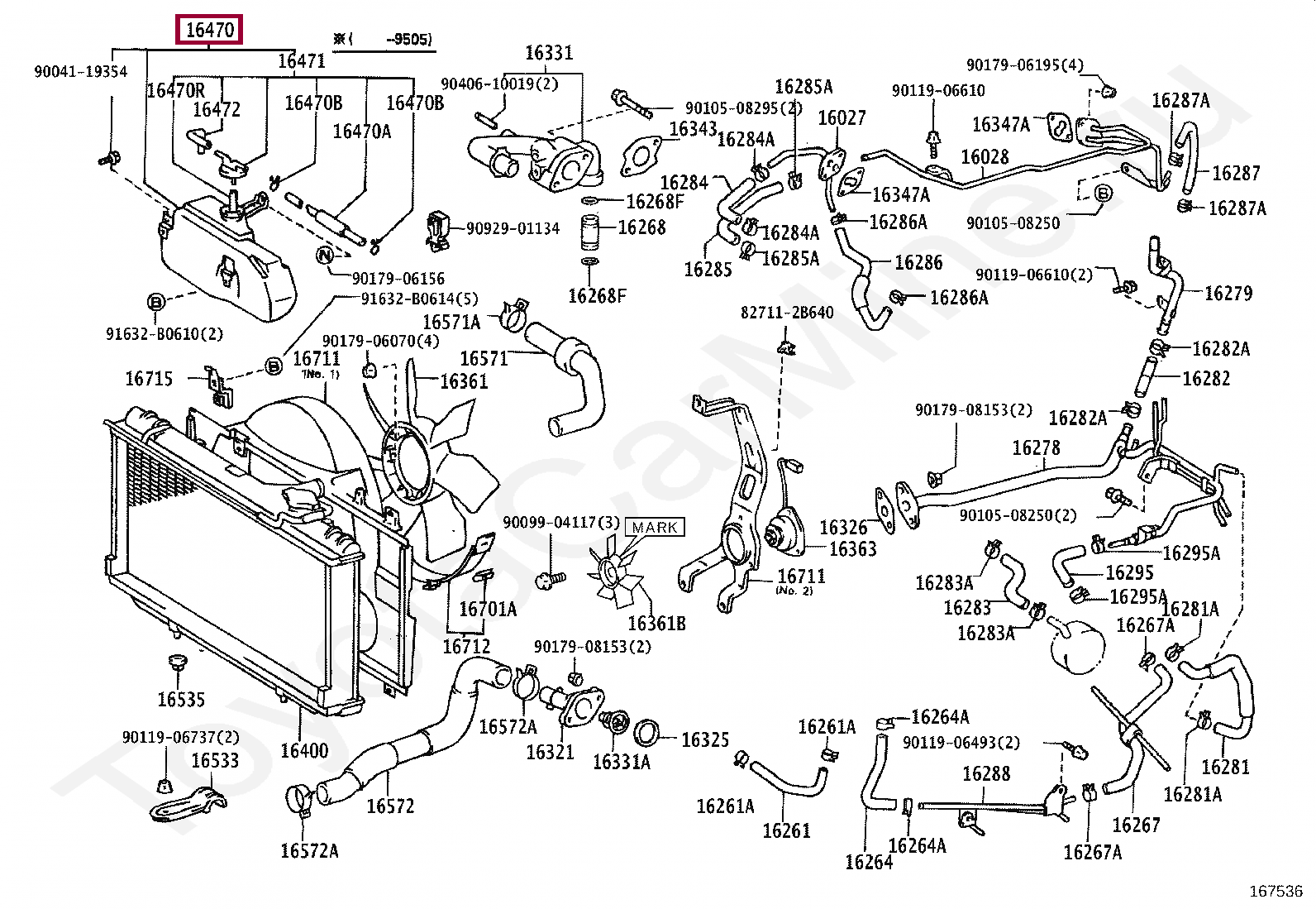 Запчасти Тойота: TANK ASSY, RADIATOR RESERVE (1647046110)